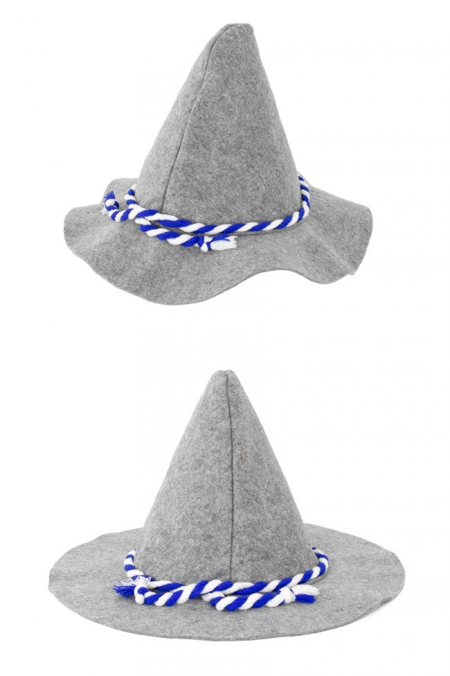 Bayernhut i grå filt med bånd - Tyrolerhatte - Partyfabrikken.dk