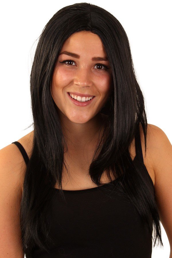 Paryk lang sort - Parykker og skæg - Partyfabrikken.dk