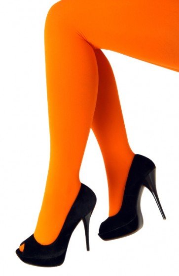Strømpebukser i neon orange - Strømper/Leggings - Partyfabrikken.dk